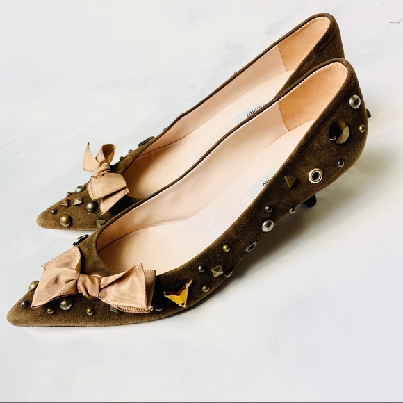 Moschino | Shoes | Moschino Brown Studded Stilettos | Poshmark